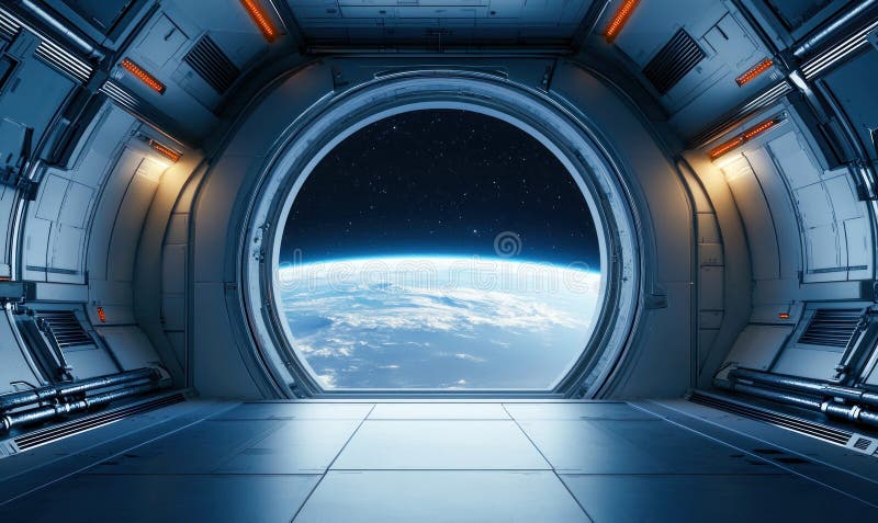 A Scenic View of Earth through a Spacecraft Window, Creating a Sense of ...