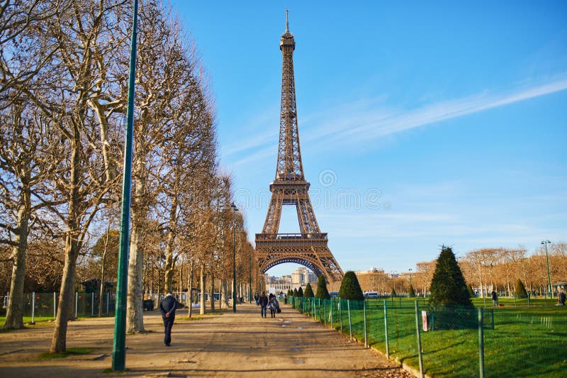 Scenic View of the Eiffel Tower with Bright Blue Sky in Paris, France ...