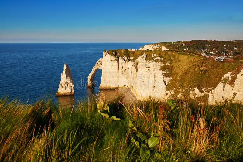Scenic View of Etretat Cliffs Stock Photo - Image of dusk, normandy ...