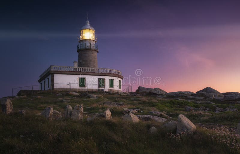 Scenic View of the Famous Corrubedo Lighthouse in Galicia, Spain during ...