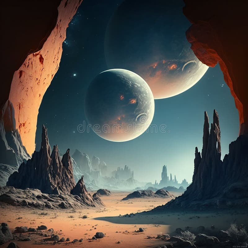 Scenic View of a Far Off Planet. Created Using Ai Generative. Stock ...
