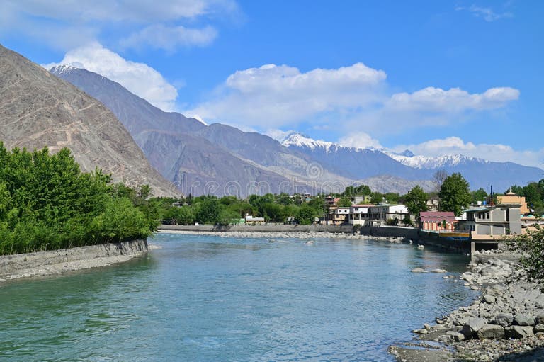 Scenic View of Gilgit River in Gilgit District, Pakistan Stock Photo ...