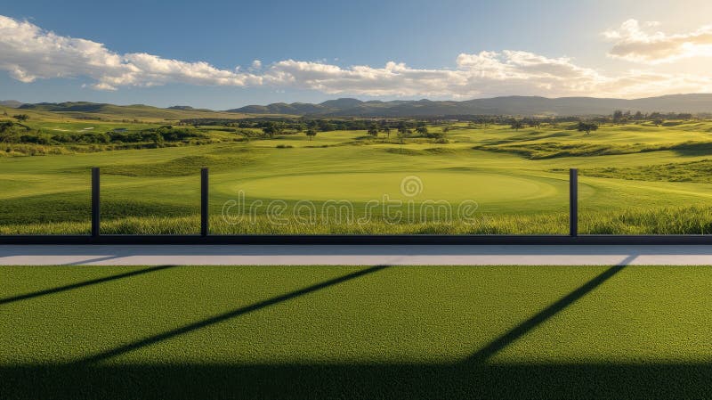 Scenic View of Golf Course with Lush Green Fields and Distant Mountains ...