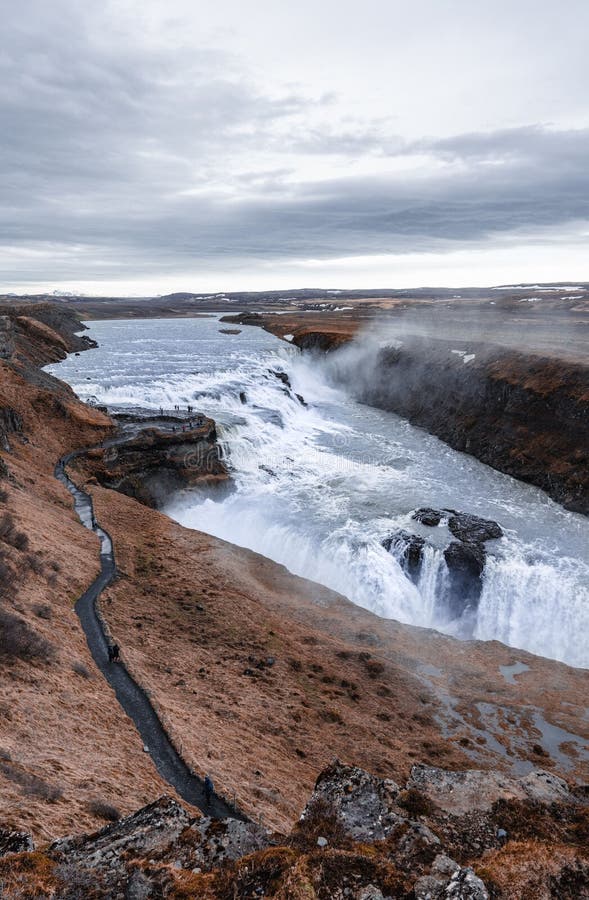 Scenic View of Gullfoss Waterfall, Iceland. Stock Photo - Image of view ...