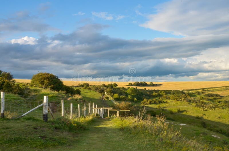 Scenic View of Hiking Trails at Top of Dover Cliffs Stock Photo - Image ...