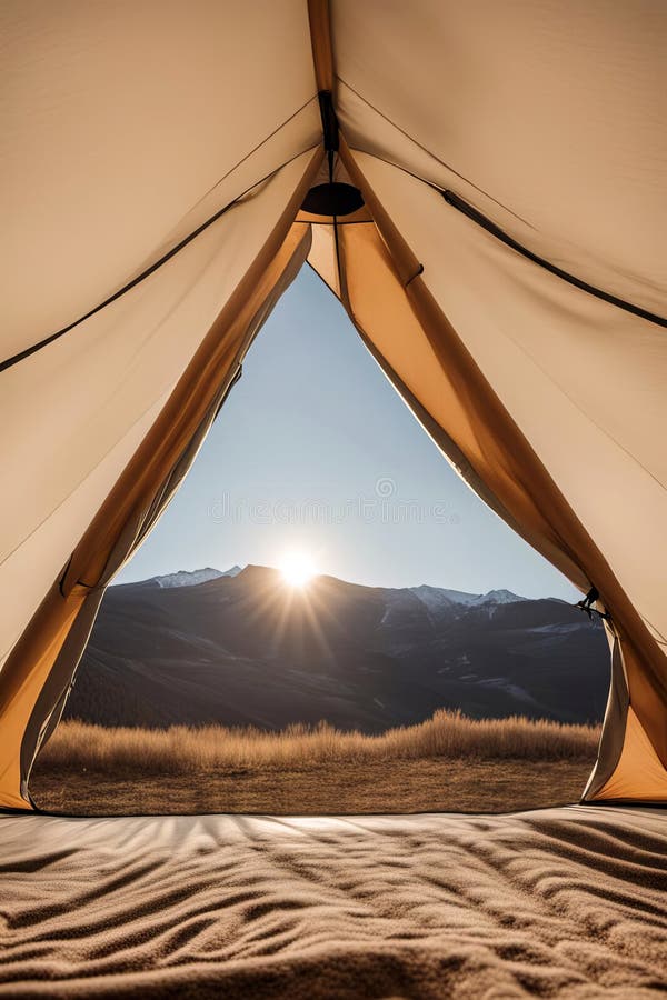 Scenic View from Inside a Tent Stock Illustration - Illustration of ...