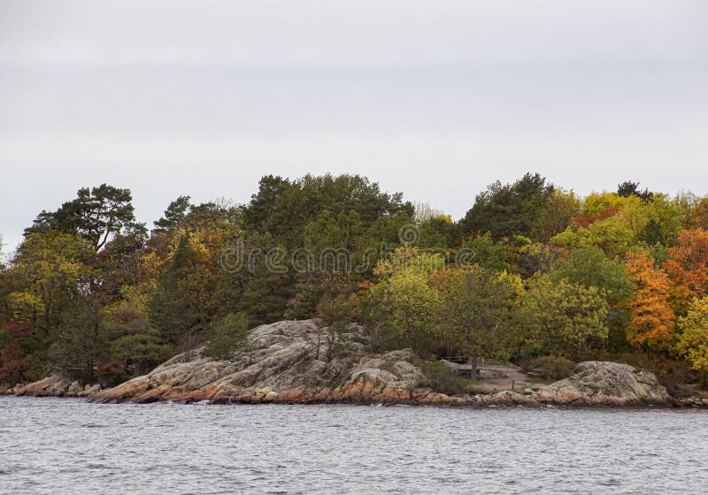 Scenic View of a Island in Archipelago during Autumn Stock Photo ...
