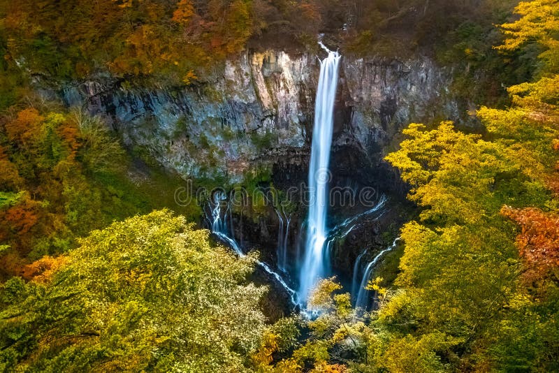 Scenic View of Kegon Falls at Fall in Nikko Japan Stock Image - Image ...