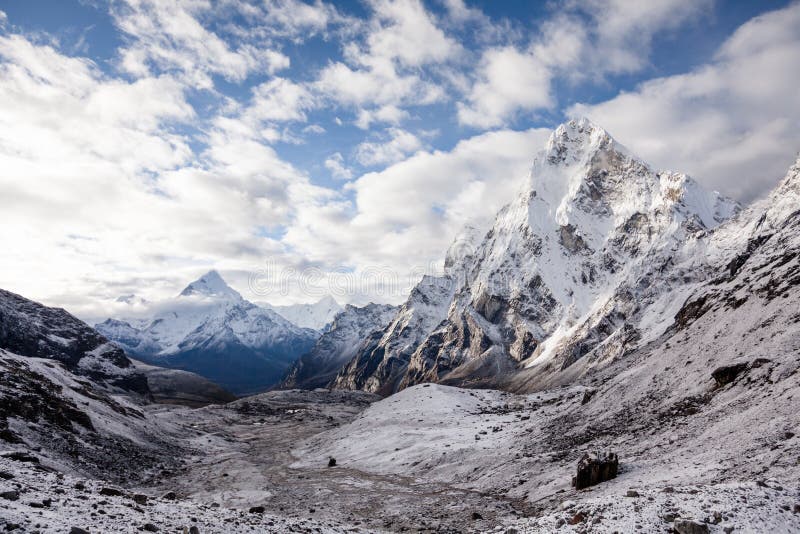 Scenic View at Khumbu Valley in Himalayas Stock Photo - Image of summit ...