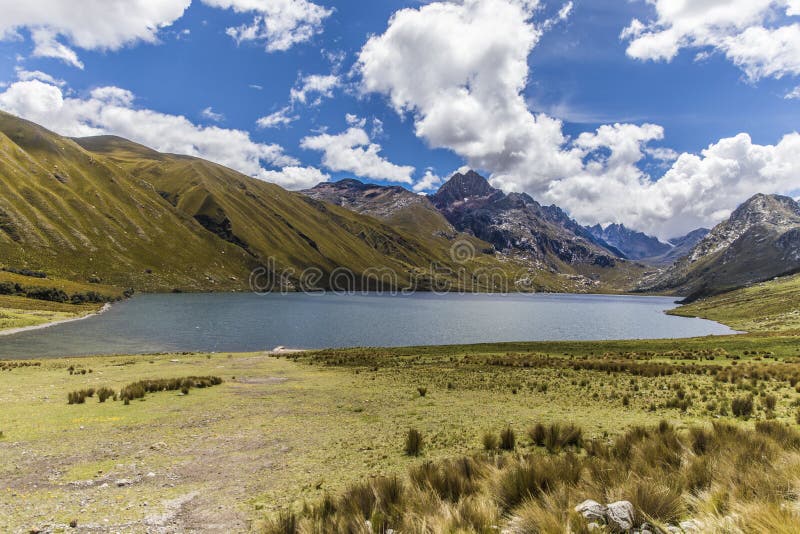 Scenic View of Lake Querococha in Peru - Perfect for Wallpaper Stock ...