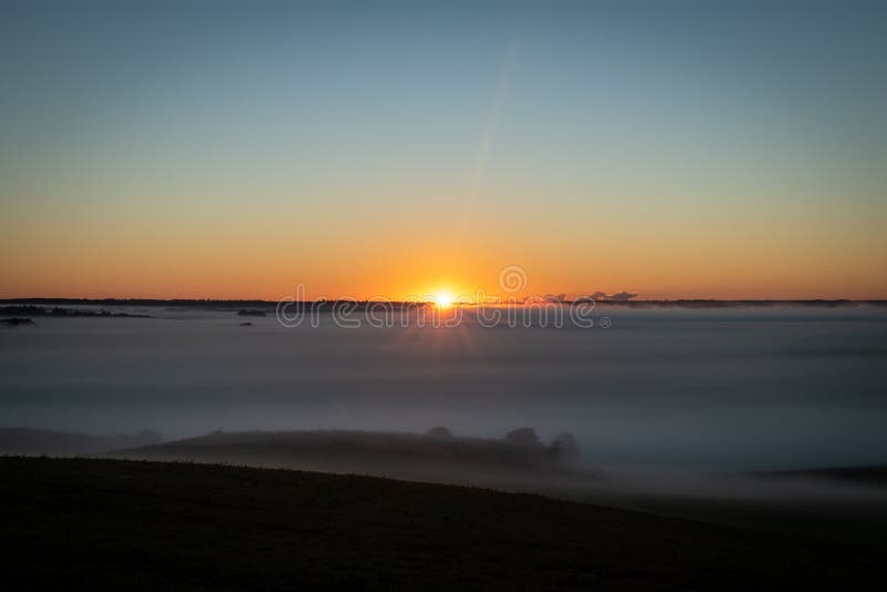 Scenic View of a Landscape Covered with Fog in Bjerget, Thy, Denmark at ...