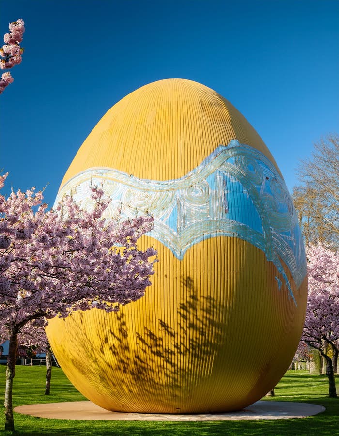 A Scenic View of a Large Easter Egg Displayed As Outdoor Decor in a ...