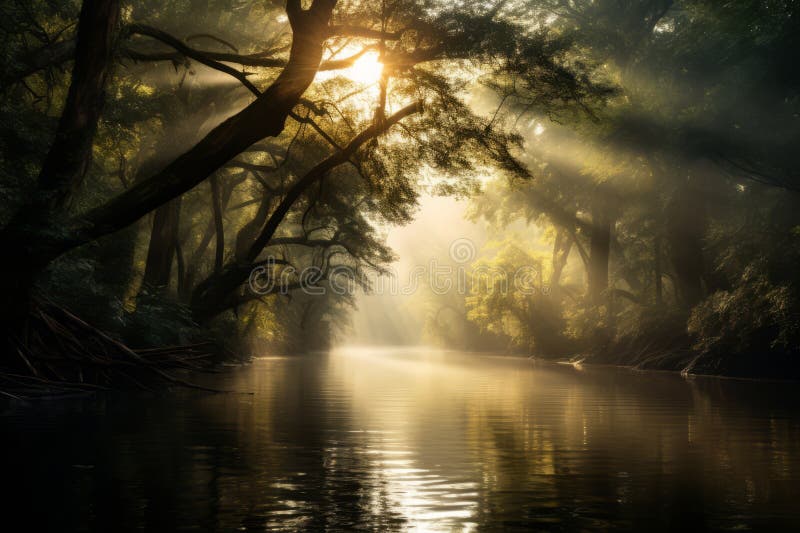 A Scenic View of Light and Shadow Creating a Captivating Reflection on ...