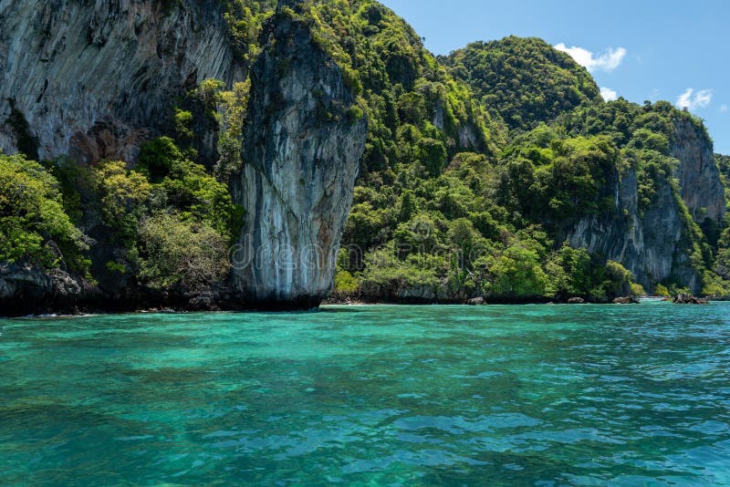 Limestone Cliffs and Turquoise Waters in Koh Phi Phi. Stock Image ...