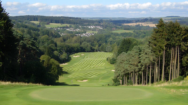 Scenic View of a Lush Golf Course Landscape Stock Illustration ...