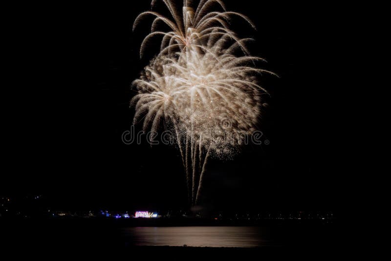 Firework with Reflection in a Water Stock Photo - Image of explode ...