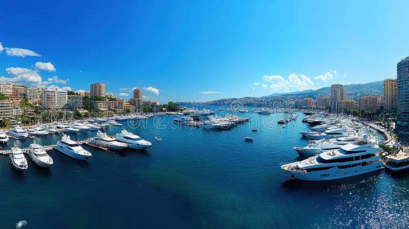 Scenic View of a Marina Filled with Yachts Against a Clear Blue Sky ...