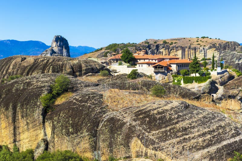 Scenic View of Meteora Rock Formation Greece Stock Photo - Image of ...