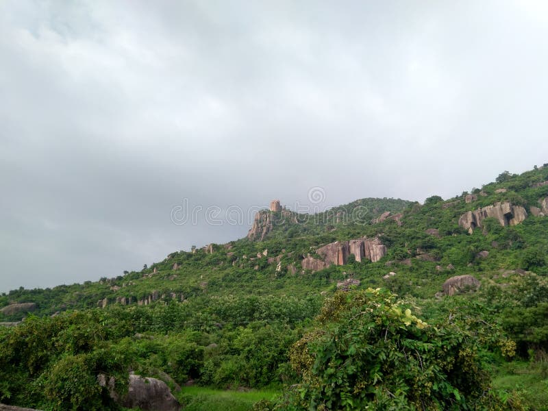 Scenic View of Mountain Peak from Bottom of the Hill. Stock Photo ...
