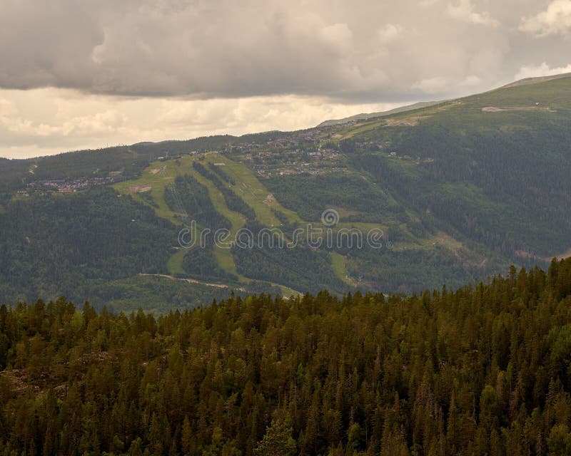 A View from the Top of a Slope of a Mountain Stock Photo - Image of ...