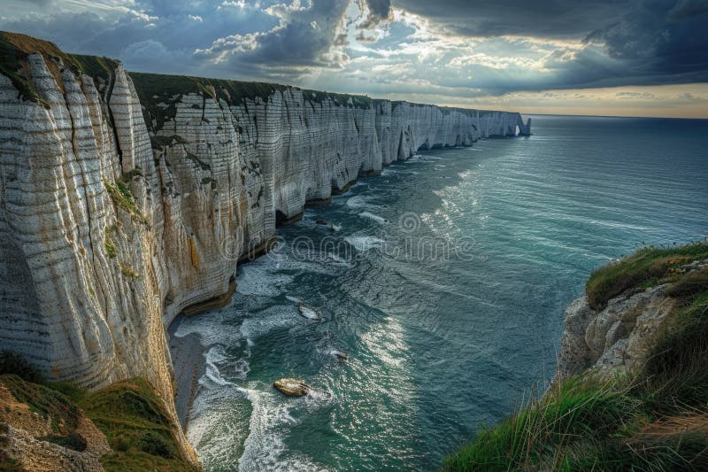 A Scenic View of the Ocean from a Cliff Stock Photo - Image of marine ...