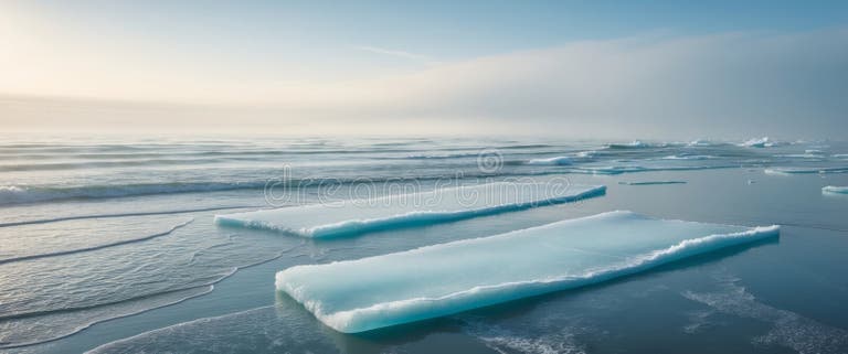 Scenic View of the Ocean with Floating Ice Sheets. Stock Image - Image ...