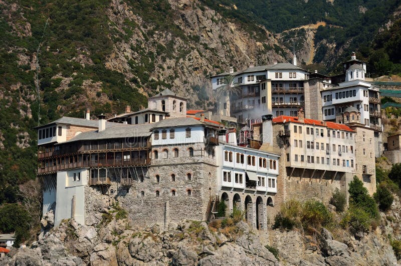 Scenic View of Osiou Gregoriou Monastery, Mount Athos, Greece Stock ...