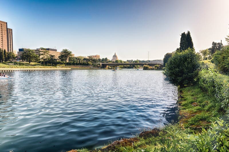 Scenic View Over the Lake of EUR in Rome, Italy Stock Image - Image of ...