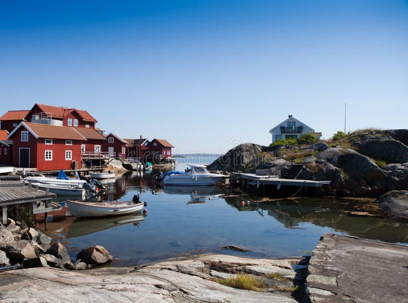 Scenic View Over Small Harbor in Sweden Stock Image - Image of nature ...