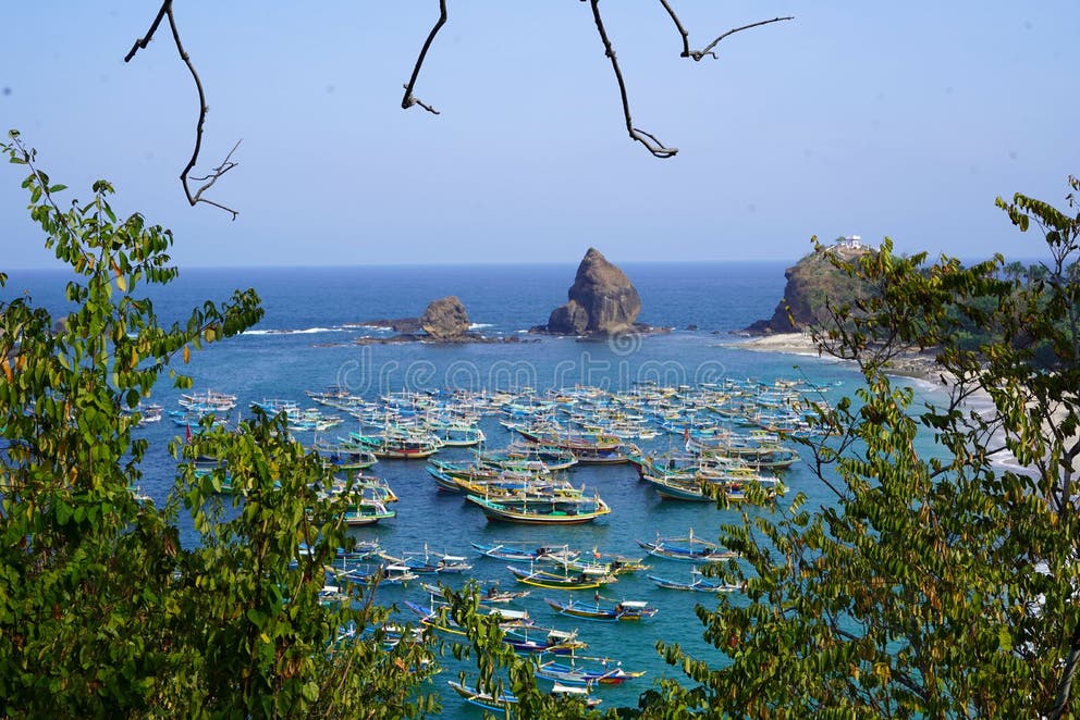 View of Papuma Beach from a Hill Stock Photo - Image of blue, scenic ...