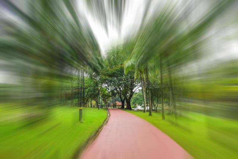 Scenic View of the Pathway in Motion Blur at the Park Stock Image ...