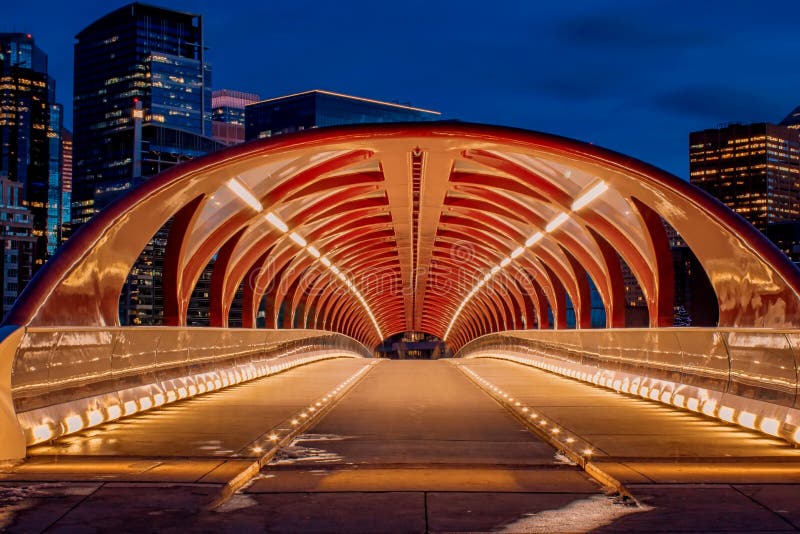 Illuminated Walkway on the Peace Bridge Editorial Image - Image of ...