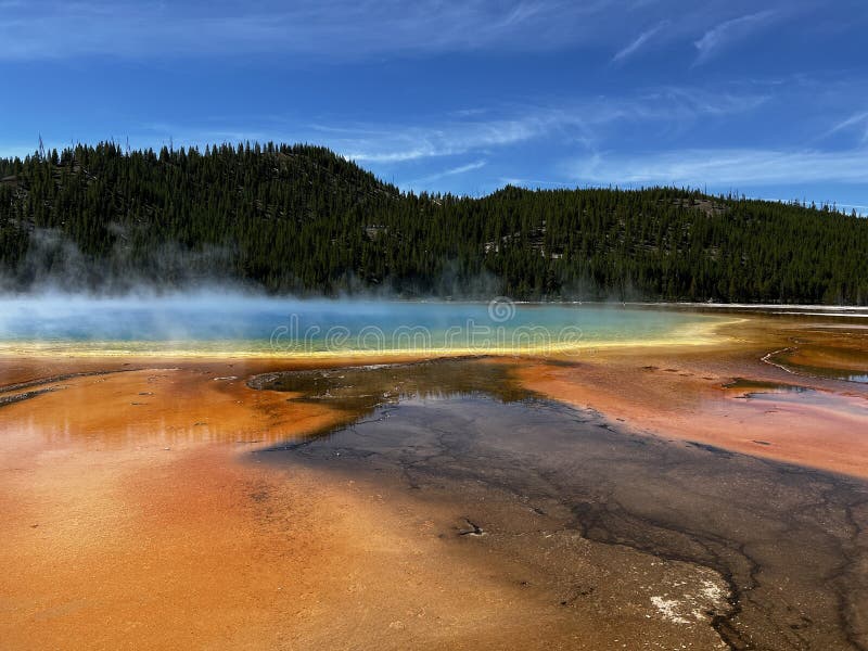 Scenic View of Prismatic Spring, Yellowstone Stock Photo - Image of ...