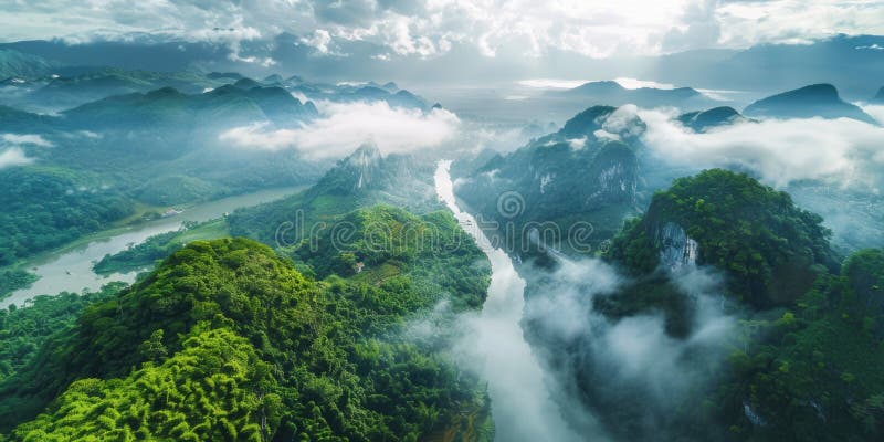 River Valley Landscape stock photo. Image of serene - 376806594