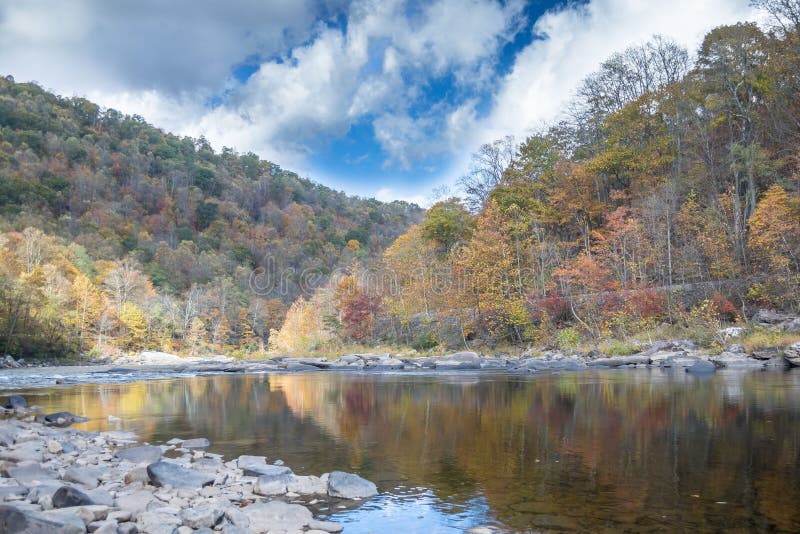 Scenic View of a Rock Shoreline of the Cheat River in West Virginia in ...