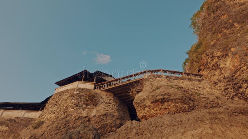 Cliffside Wooden Structure with Scenic View Stock Video - Video of ...