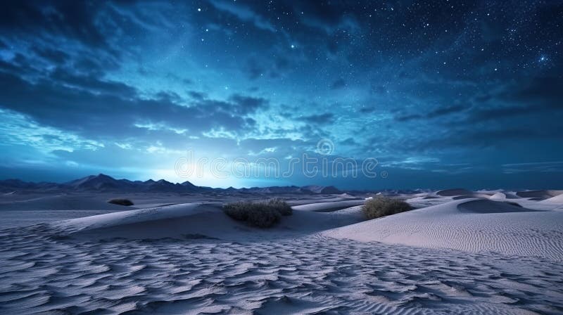 Scenic View of Sandy Desert Under Starry Sky in Night AI Generated ...