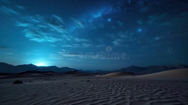 Scenic View of Sandy Desert Under Starry Sky in Night AI Generated ...