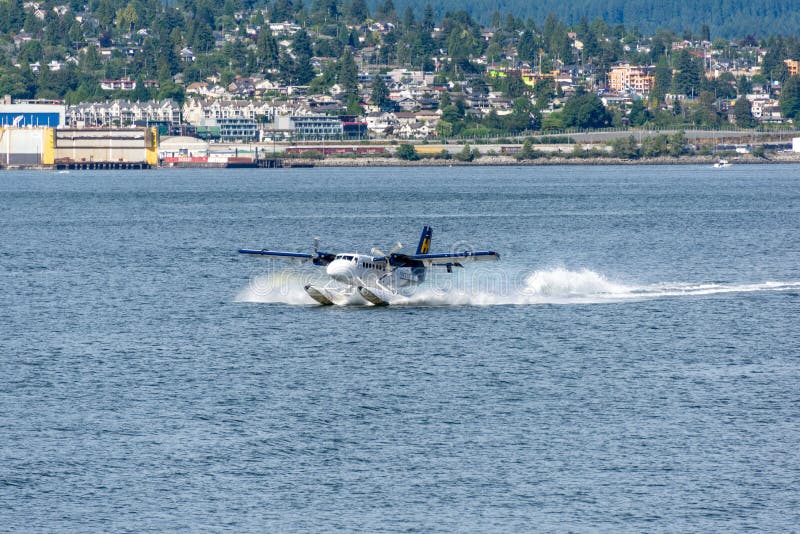 Scenic View of a Seaplane Seen Taking Off from the Coast of Vancouver ...