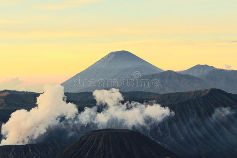 Scenic View of Semeru Mountain during Sunrise Stock Image - Image of ...