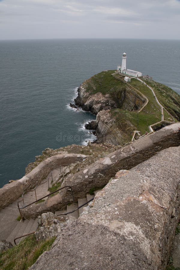 South Stack Lighthouse during the Golden Hour Stock Photo - Image of ...