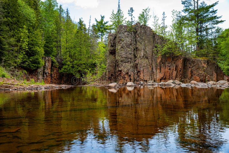 Scenic View of Split Rock River and Rocky Forest Stock Photo - Image of ...