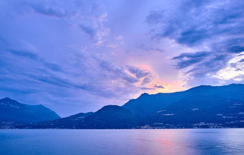 Scenic View of a Sunset Over Lake Como in Italy. Stock Image - Image of ...
