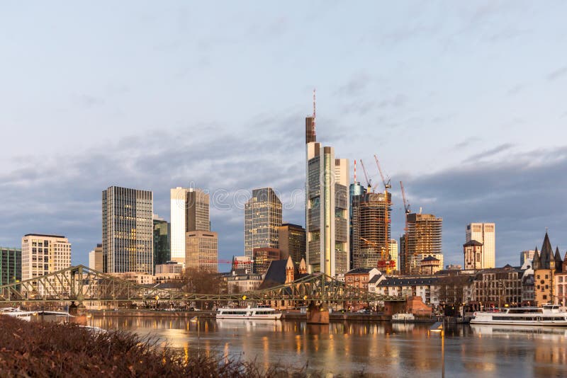 Scenic View To Skyline of Frankfurt am Main with River Main Stock Image ...