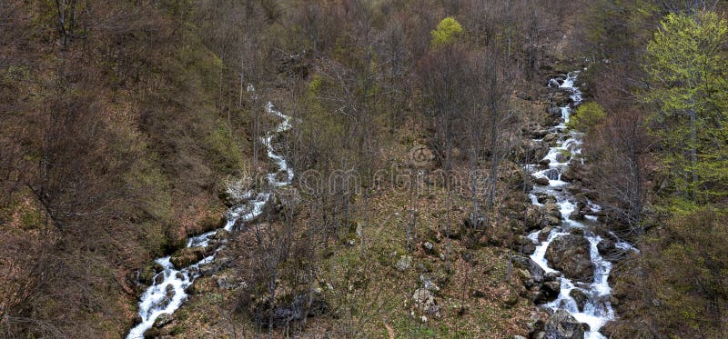 Scenic View of Two Rapids of a Mountain River. Stock Image - Image of ...