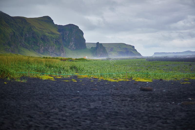 Scenic View of Vikurfjara Black Sand Beach in Vik in Southern Iceland ...