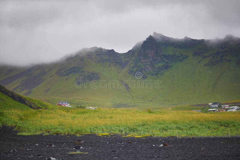 Scenic View of Vikurfjara Black Sand Beach in Vik in Southern Iceland ...