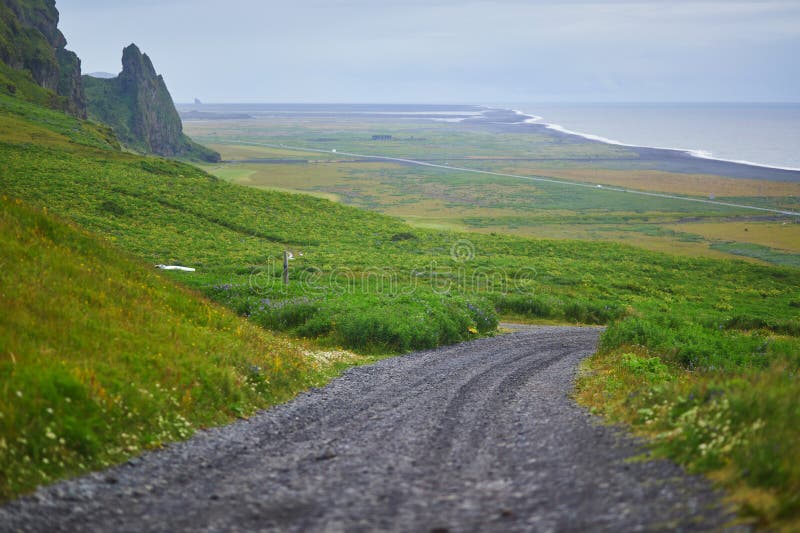 Scenic View of Vikurfjara Black Sand Beach in Vik in Southern Iceland ...