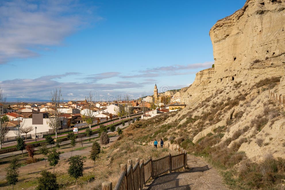 Scenic View of the Village of Arguedas and Arguedas Caves, in Spain ... Scenic View of the Village of Arguedas and Arguedas Caves, in Spain ...