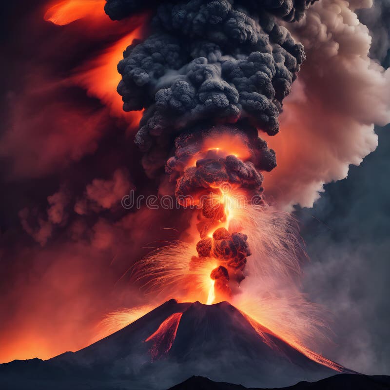 Scenic View of a Volcanic Eruption Stock Illustration - Illustration of ...